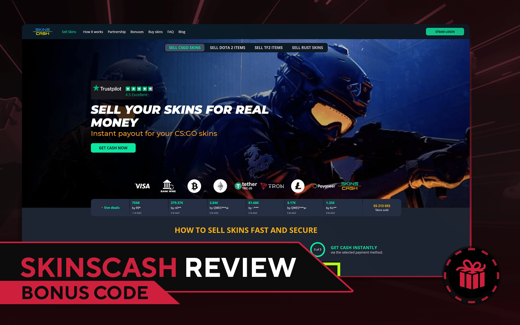 Обзор Skins.Cash в 2025 - Бонус - Плюсы и Минусы